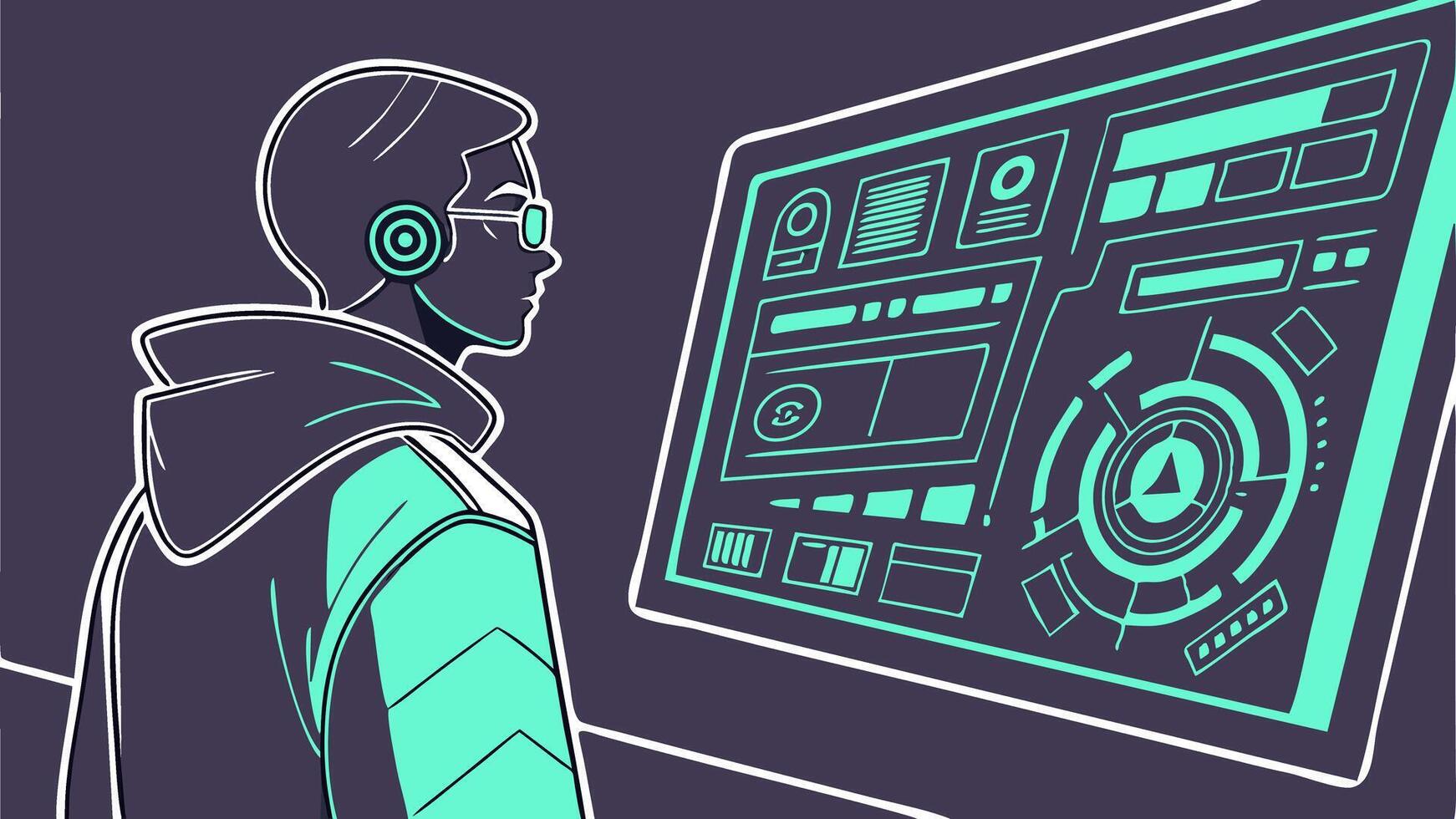 Software Developer Working With A Futuristic Computer Interface