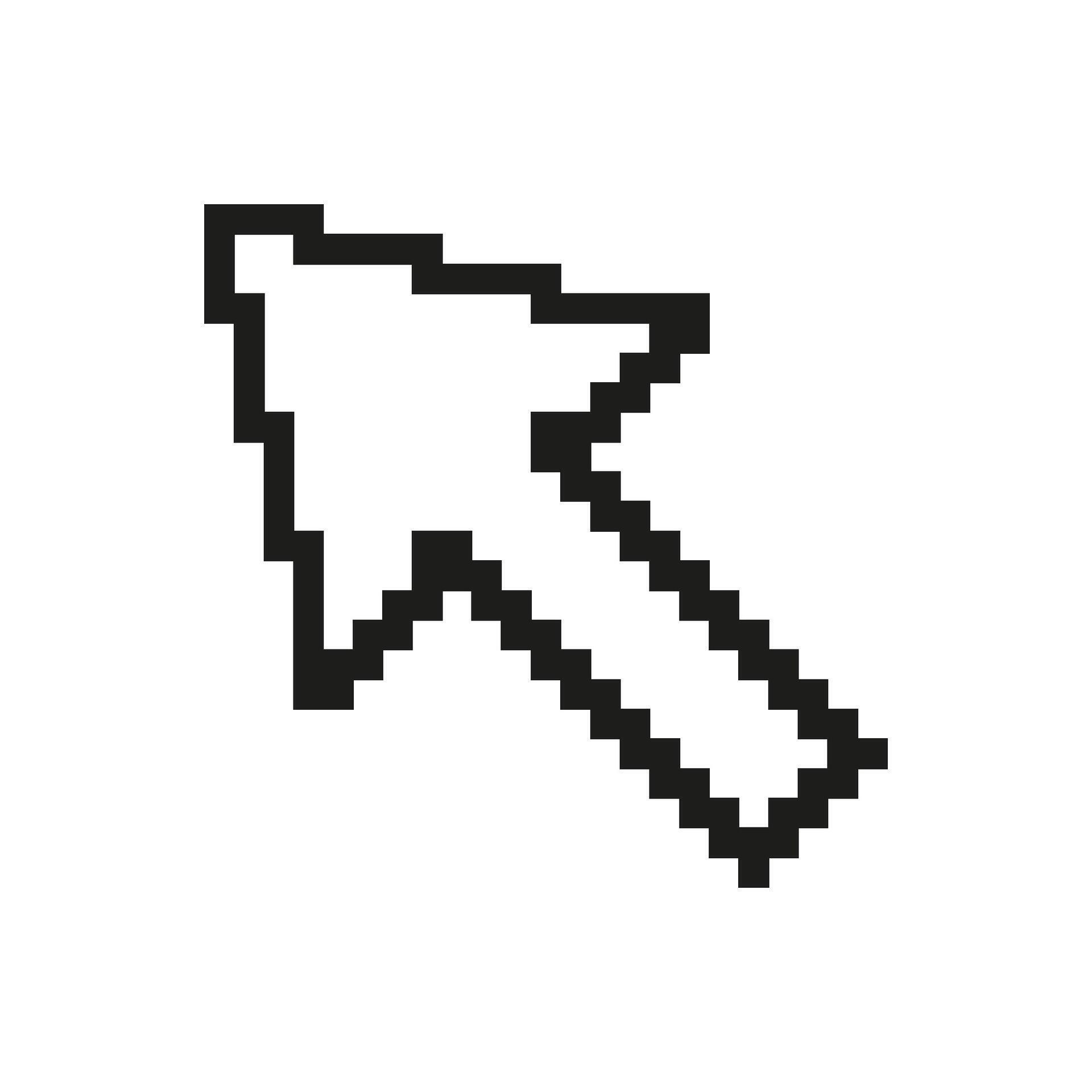 Pixelated Mouse Pointer Icon. Classic Arrow Cursor in Pixel Art Design. Retro Arrow Symbol for ...