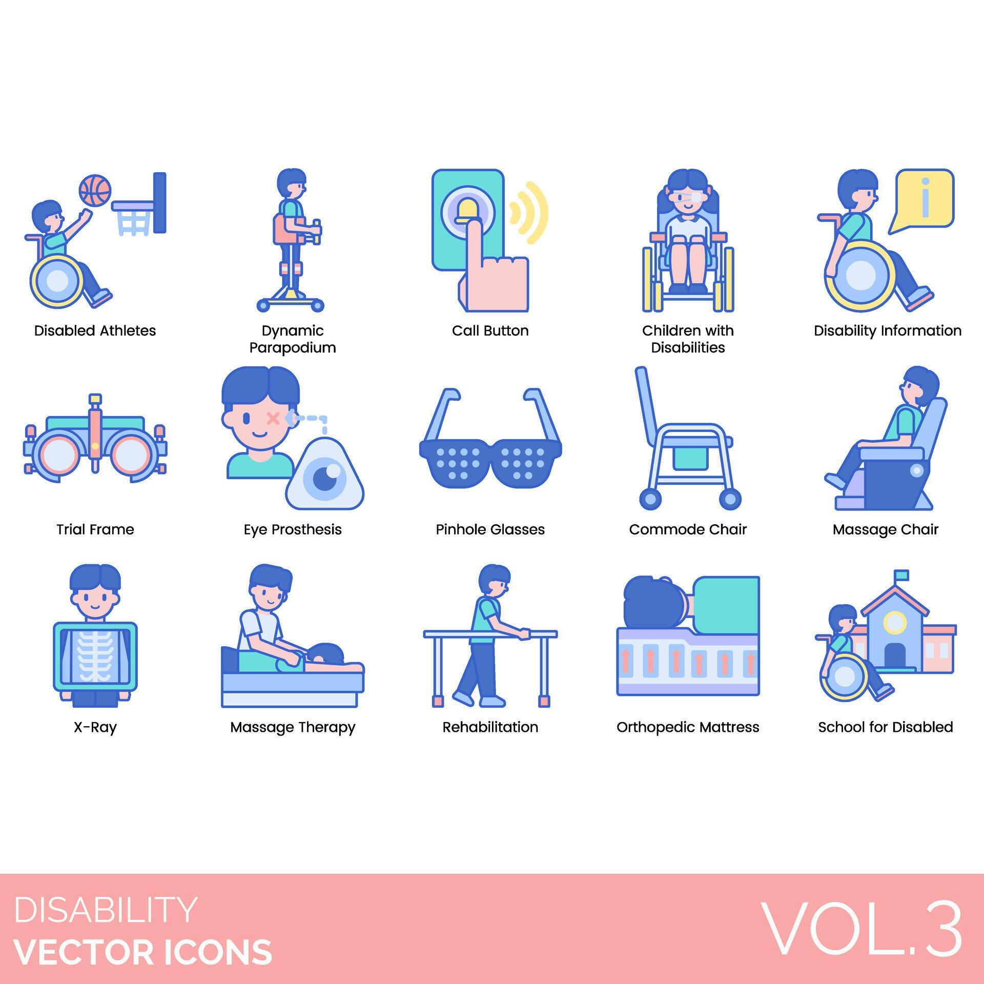 Disability Icons Set Vol 3 Set Of Icons For People With Disabilities 53576174 Vector Art At