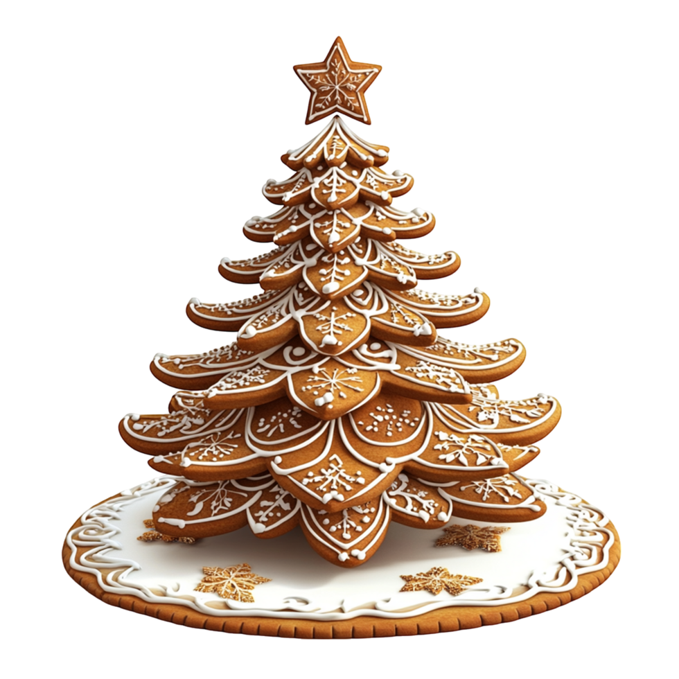 Golden Gingerbread Christmas Tree 53577714 Png