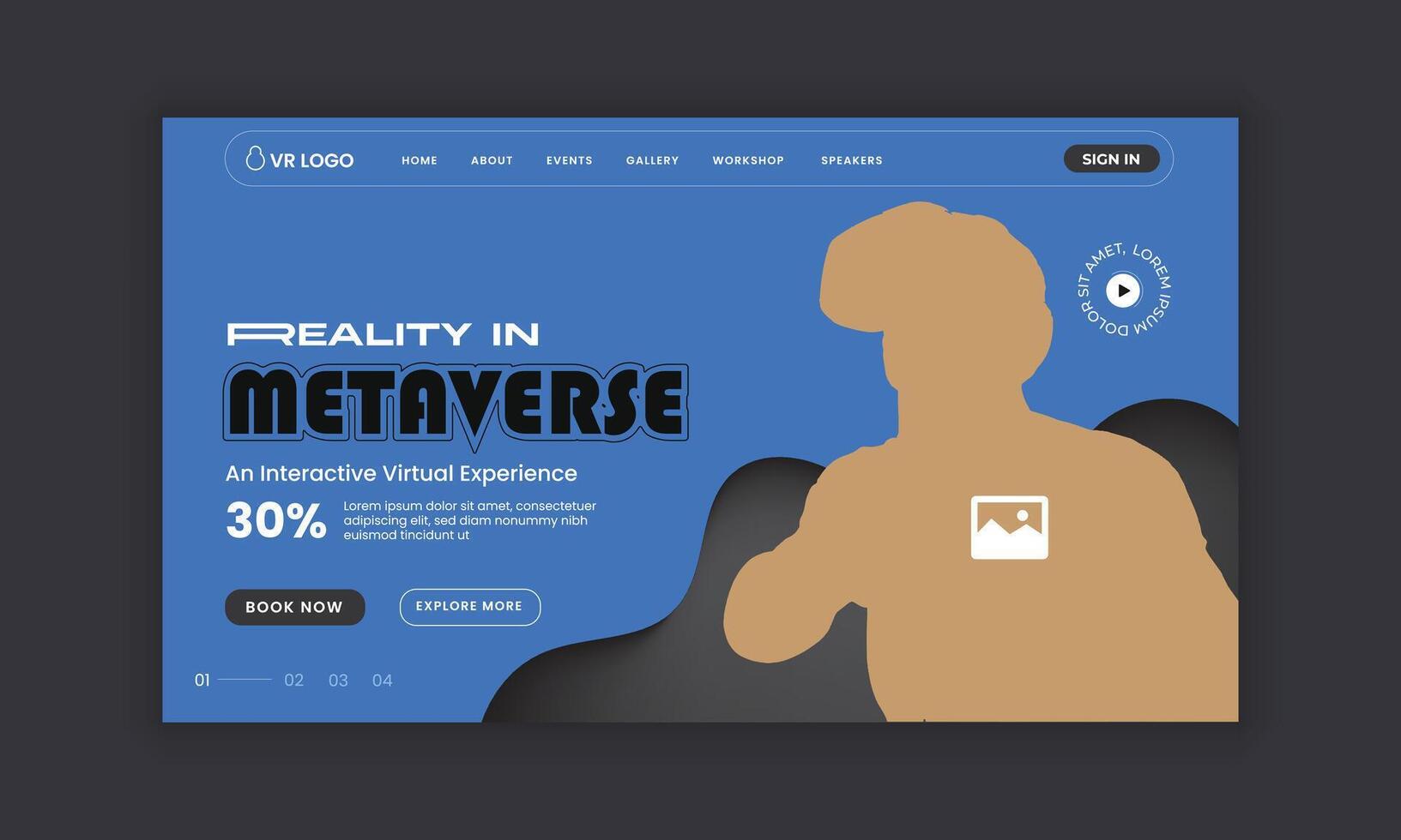 Virtual reality metaverse event training landing page interface design template and Metaverse ...