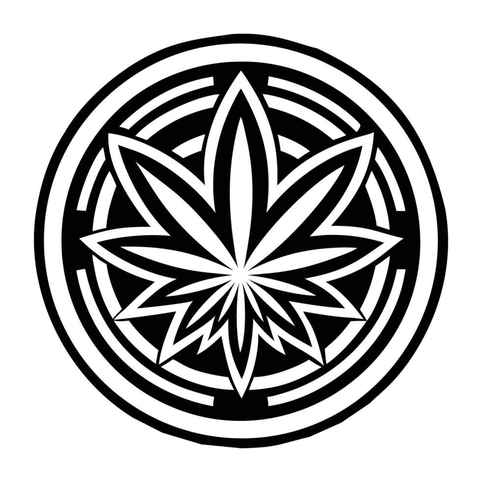 A black and white marijuana leaf logo 53582870 Vector Art at Vecteezy