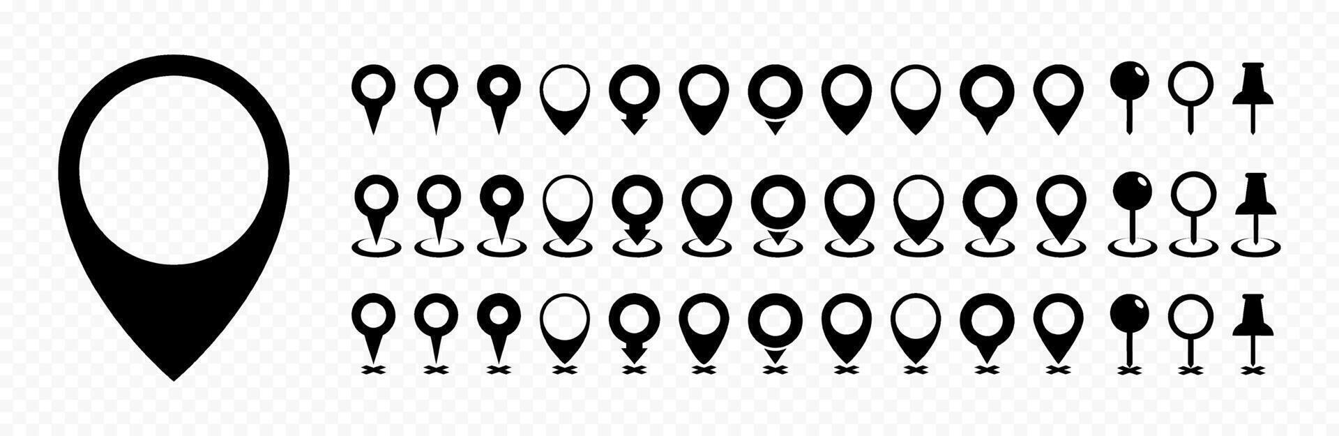 Pin pointer set. Navigation pointers. Location sign set. Map marker pointer icon set. graphic ...