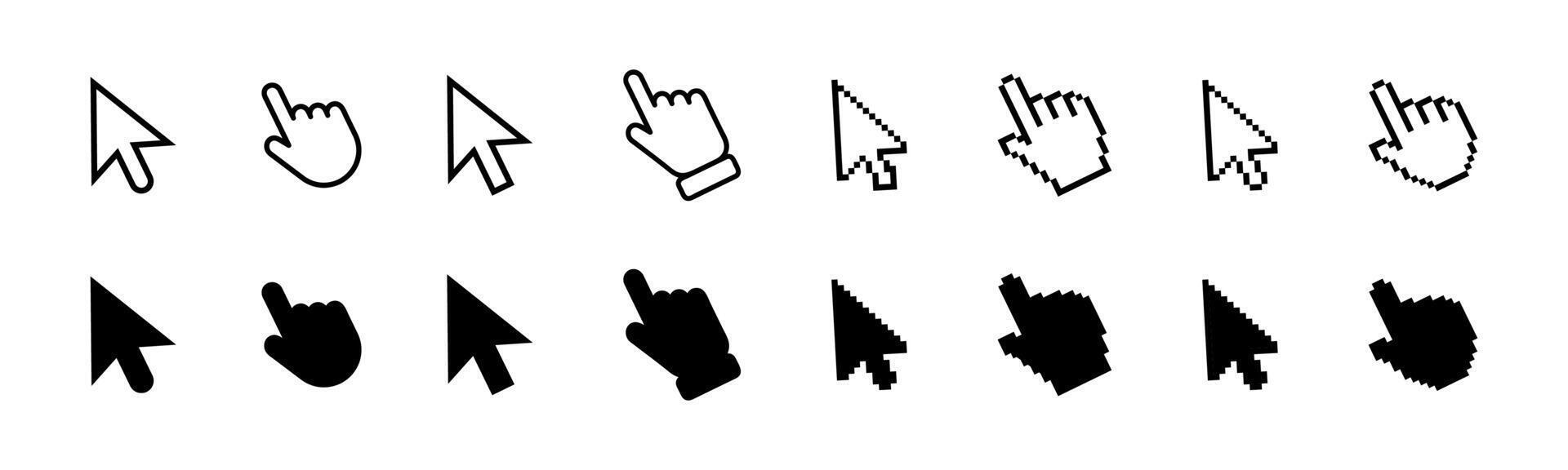 Computer mouse click cursor. Mouse click cursor collection. Set of Hand Cursor icons click and ...