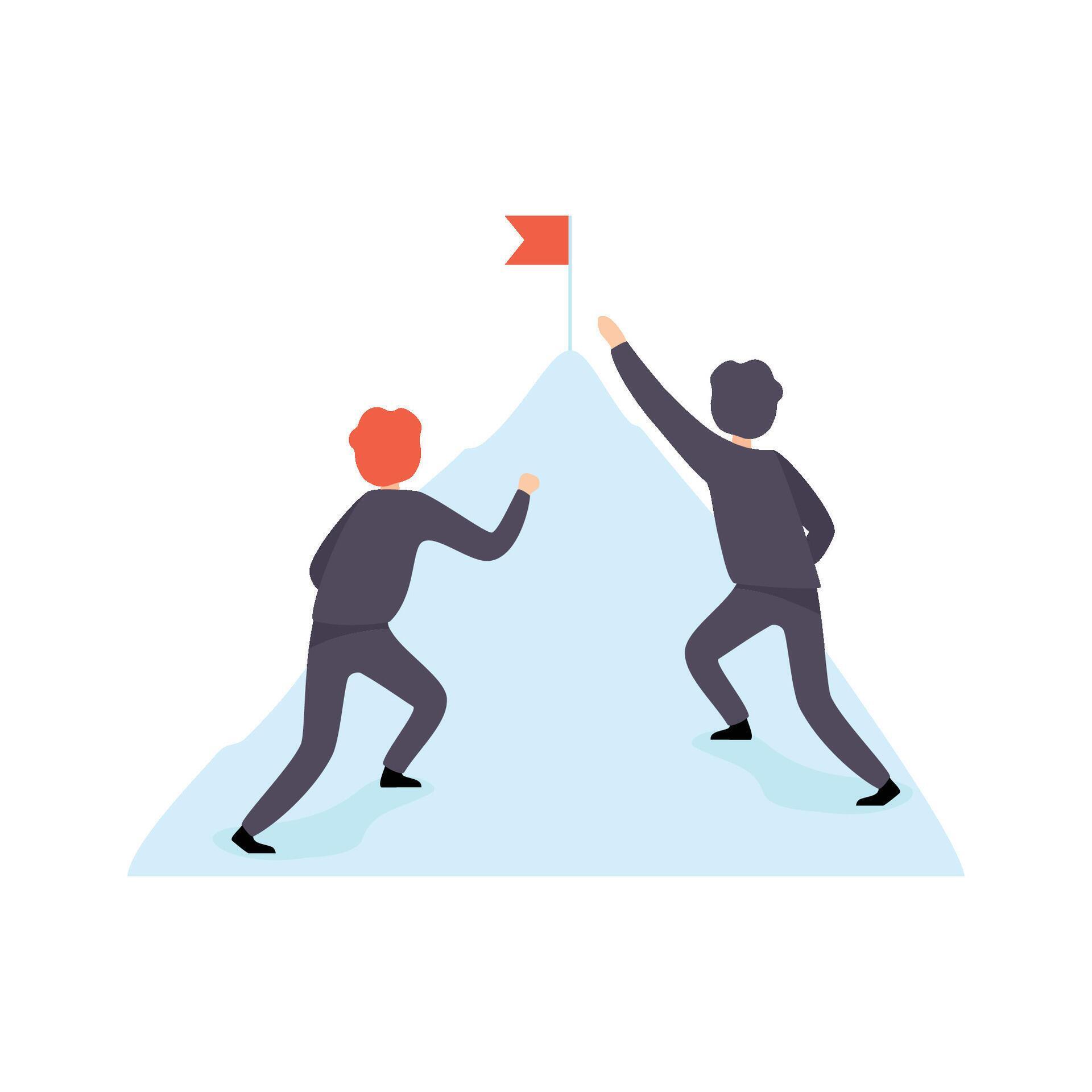 Two Businessmen Climbing the Mountain, Business Competition, Rivalry ... Two Businessmen Climbing the Mountain, Business Competition, Rivalry ...