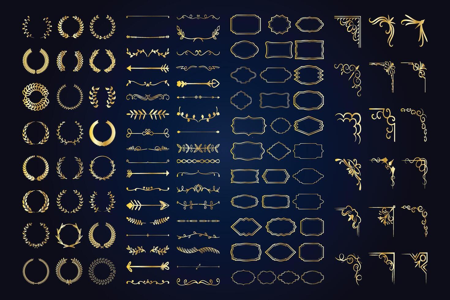 Vintage calligraphic elements. Decorative frames, flourish dividers ...