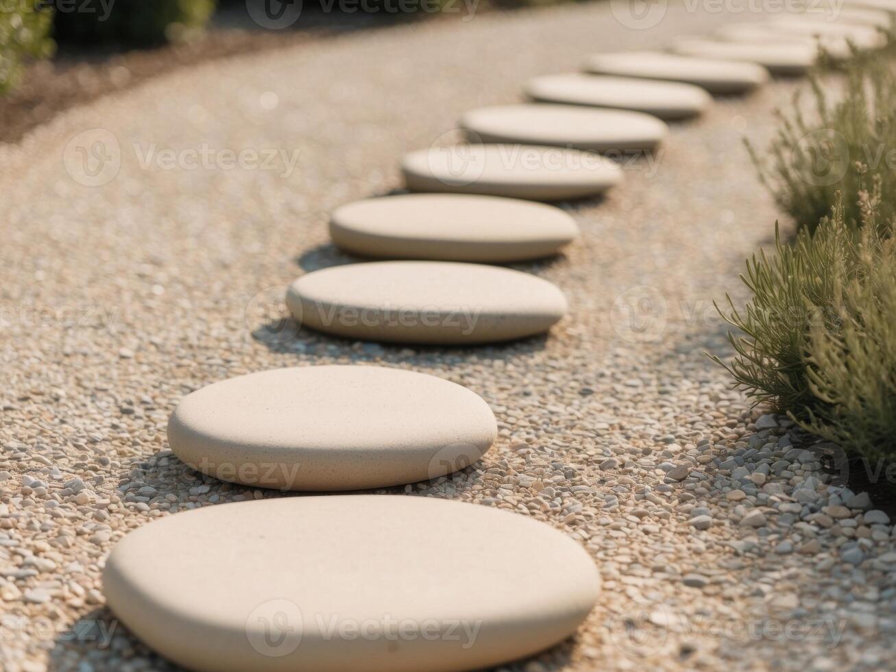 Stone Stepping Stones in a Gravel Garden Path. 53620893 Stock Photo at Vecteezy