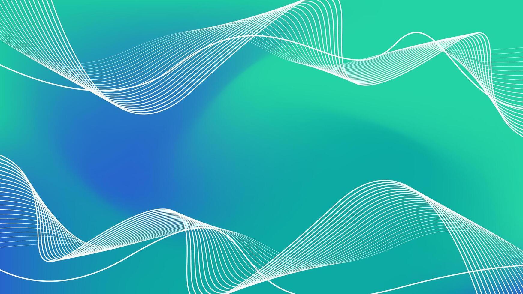Abstract dynamic wave lines on blue green gradient background. future technology concept ...