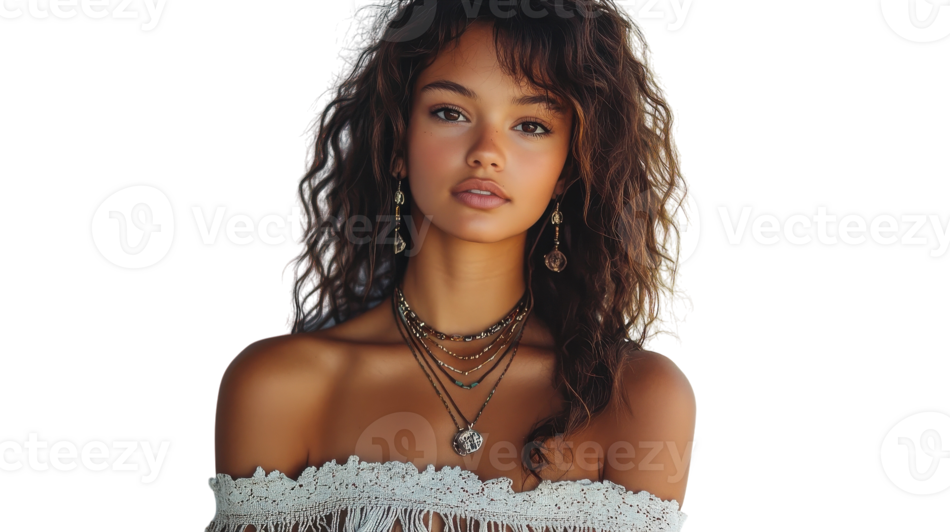 Stylish Young Woman in a Bohemian Off Shoulder Top Perfect for Fashion Blogs, Social Media Posts ...