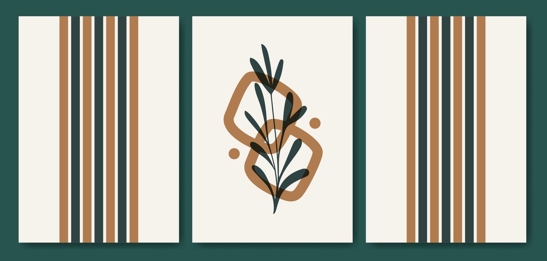 Botanical Wall Art Drawing Abstract Shapes Floral Poster Set Composition For Home Decoration