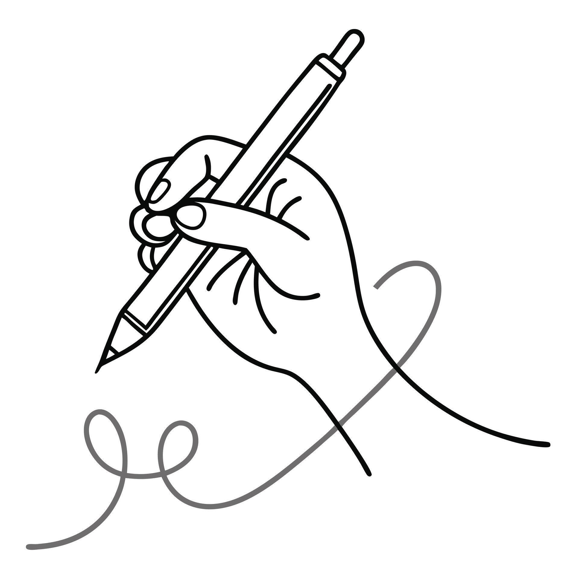 line art hand writing continuous line art drawing hand with pen line ...