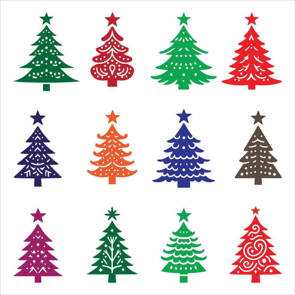 A Various Christmas Trees Collection Set, Christmas Tree Icon ...