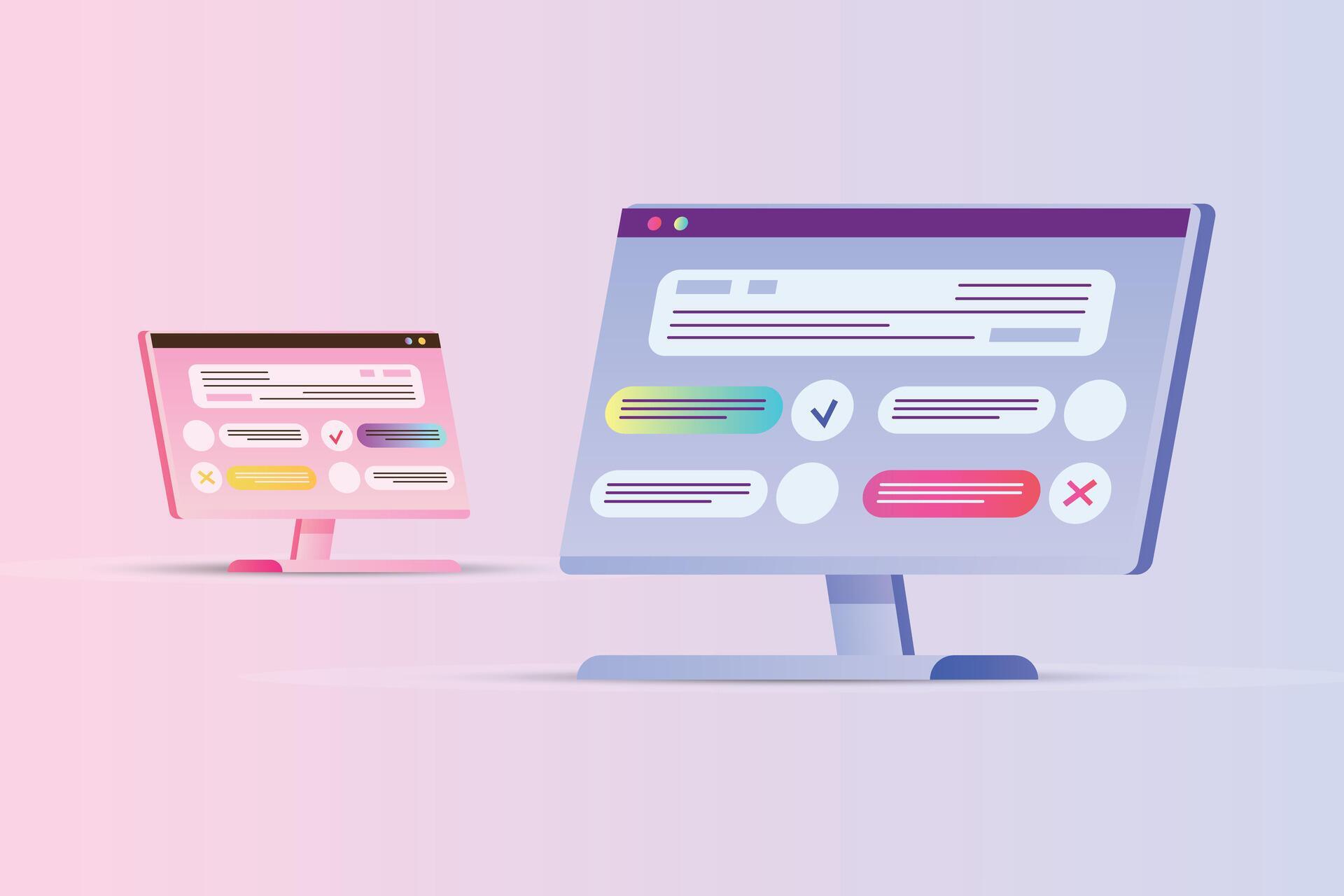 Computer with open pages concept of creating user interface screen with messages and ...
