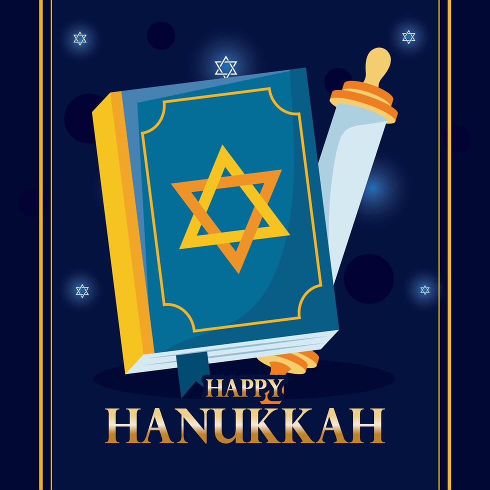 Hanukkah book and scroll with festive design 53665043 Vector Art at ...