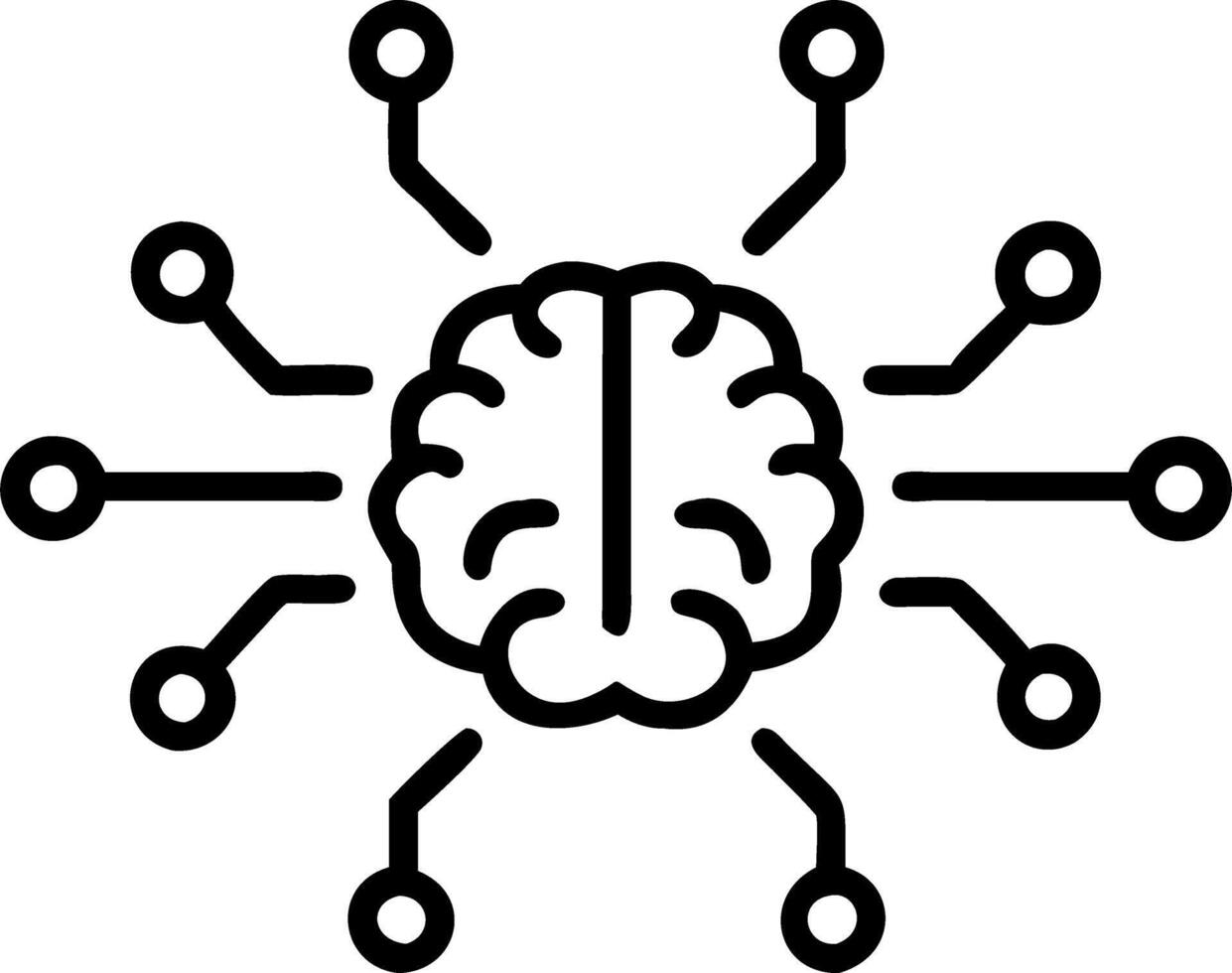 Glowing abstract digital brain with floating data nodes 53679274 Vector ...