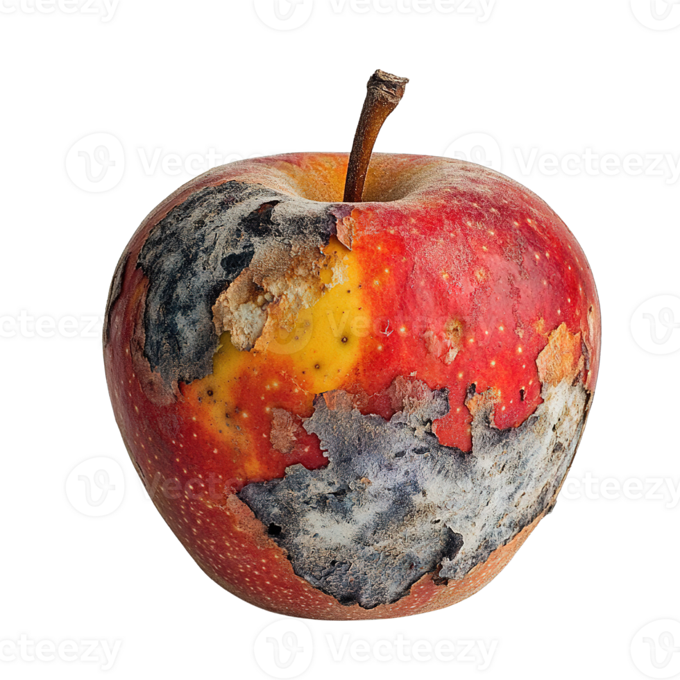 Moldy And Decomposed Apple With Uneven Surface And Fungal Growth