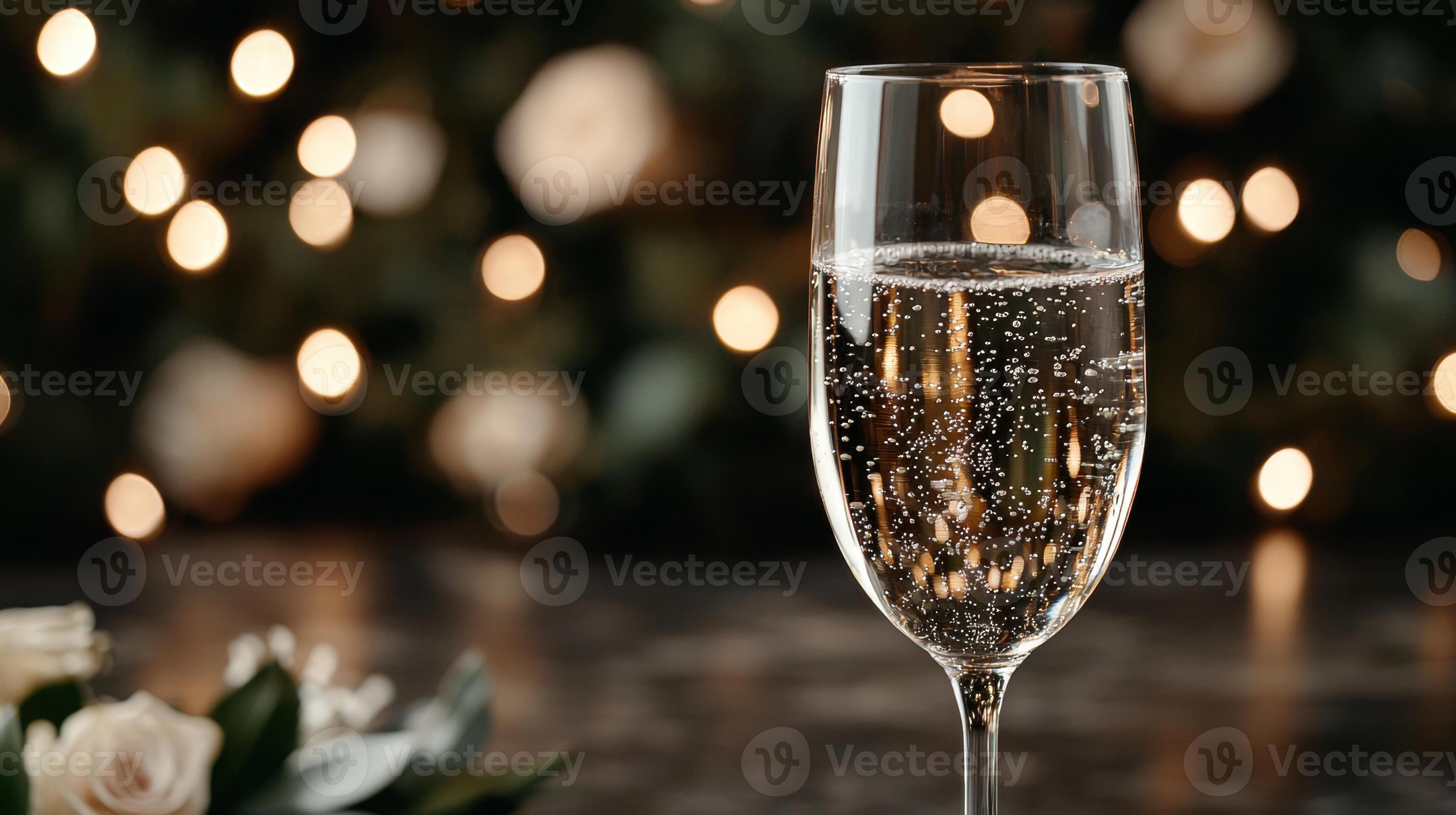 Sparkling champagne glass with festive lights 53692613 Stock Photo at Vecteezy