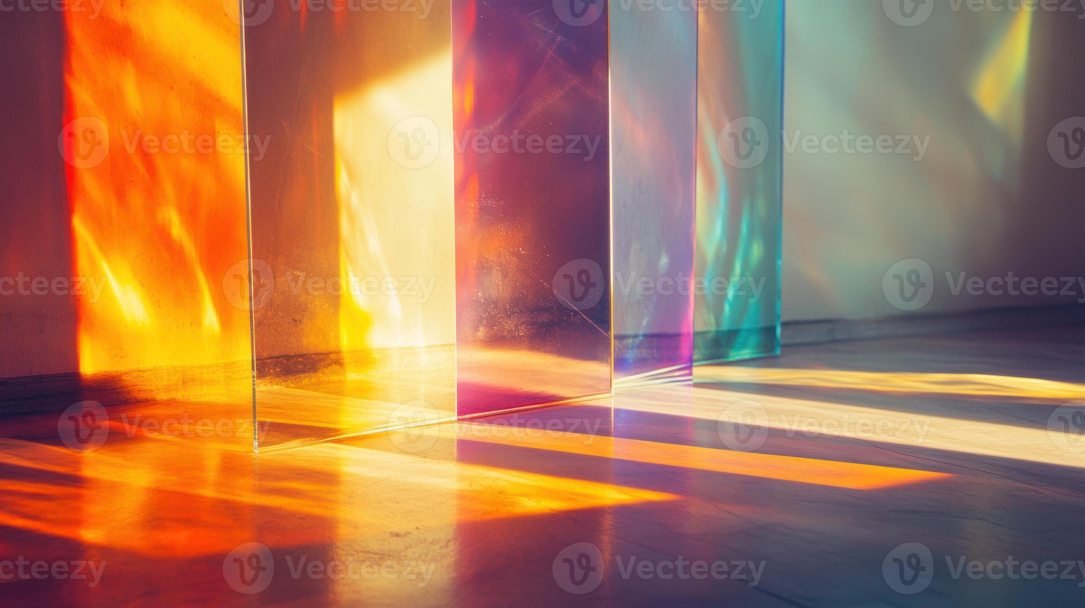 Colorful light patterns from prism, bold and dynamic abstract display ...