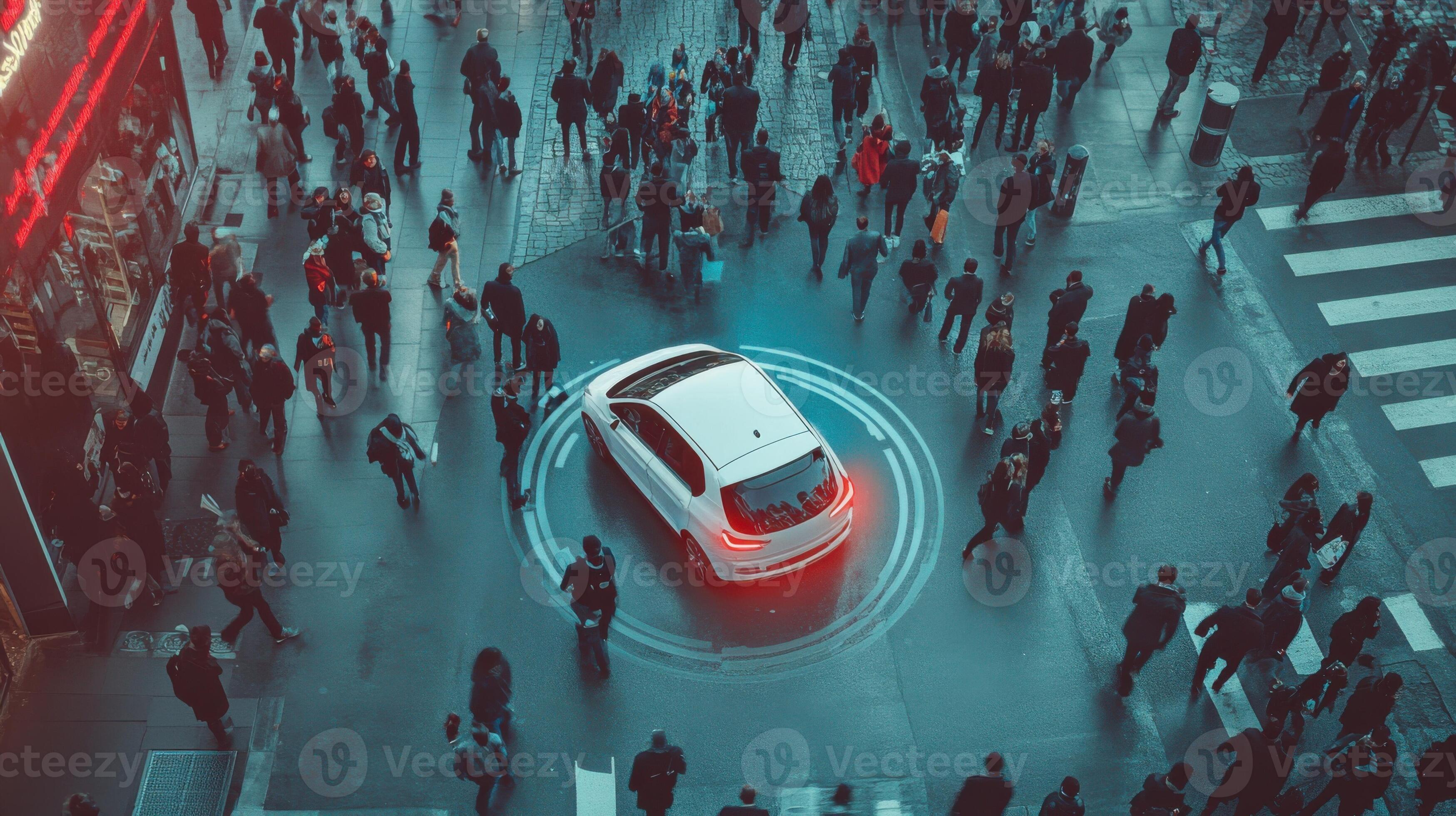 Driverless vehicle ensuring pedestrian safety, seamless technology ...