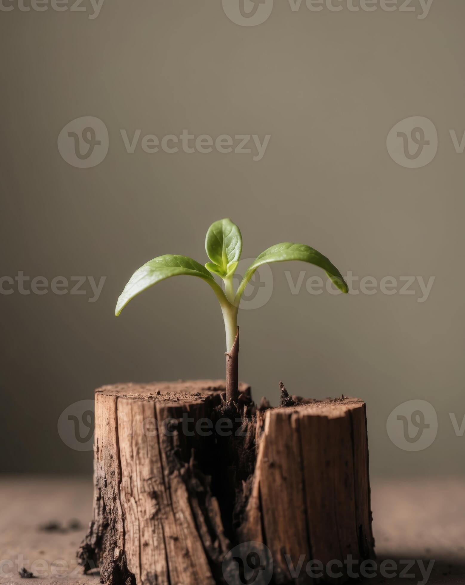 Young Sprout Growing From Old Tree Stump 53714680 Stock Photo at Vecteezy