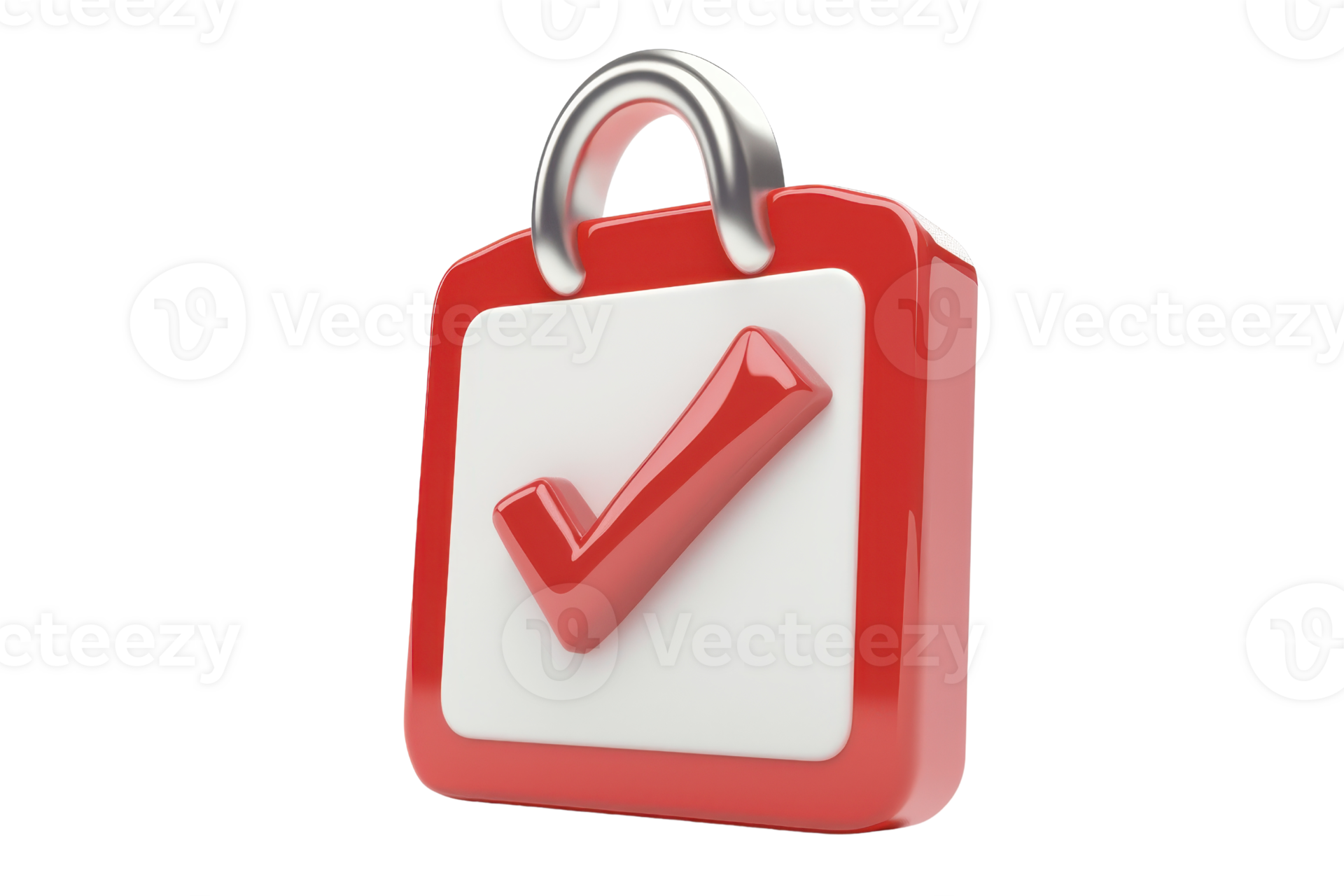 3D illustration of a red padlock with checkmark, symbolizing security and approval. Ideal for ...