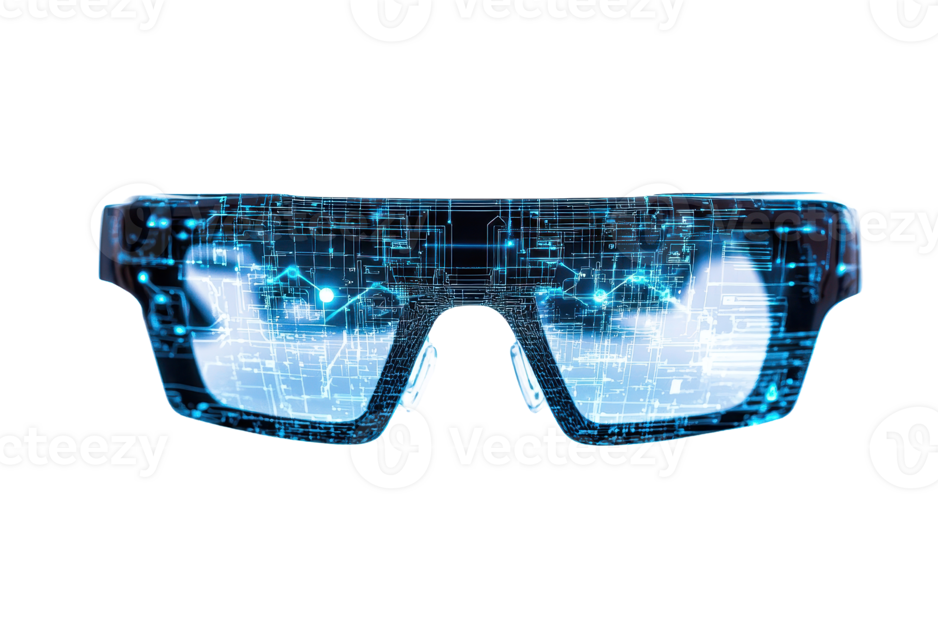 Futuristic digital glasses with glowing circuits display, showcasing ... Futuristic digital glasses with glowing circuits display, showcasing ...