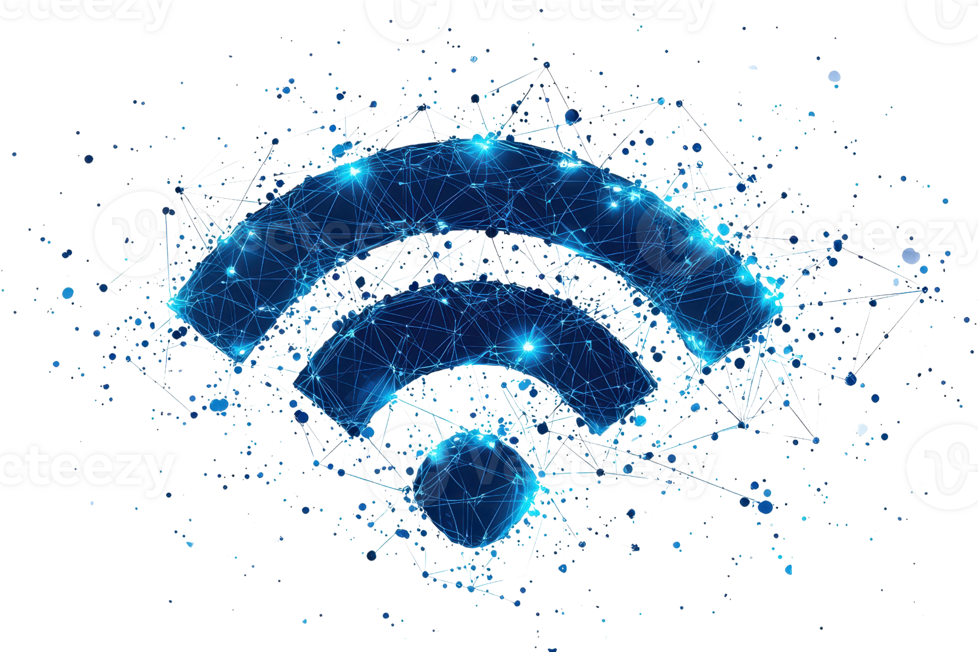A Glowing Wi Fi Symbol Made Of Interconnected Dots And Lines Representing Connectivity And