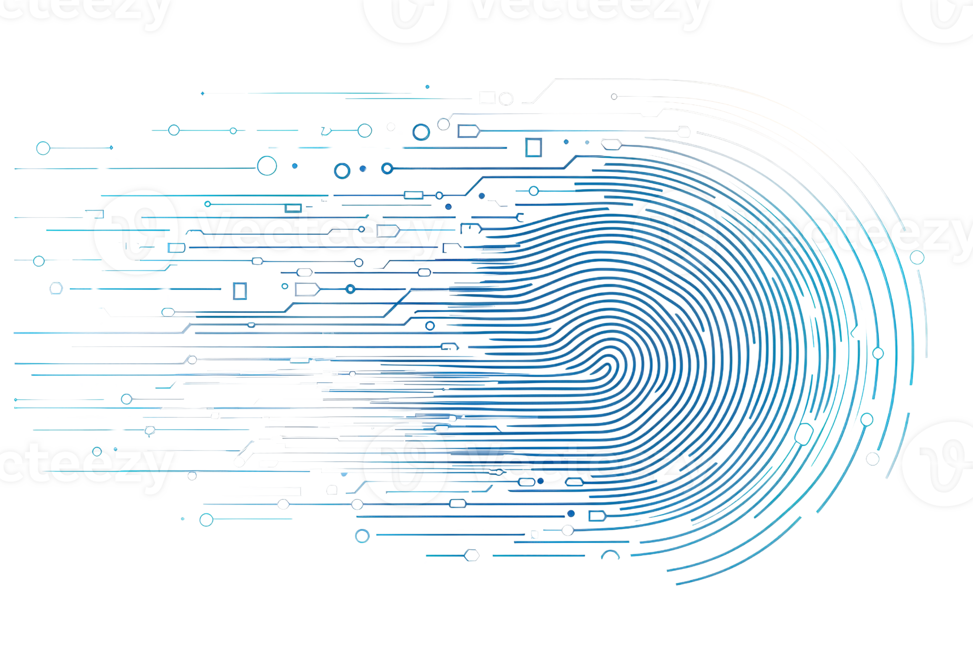 Abstract Digital Swirl Composed Of Blue Lines And Binary Code Elements Symbolizing Technology