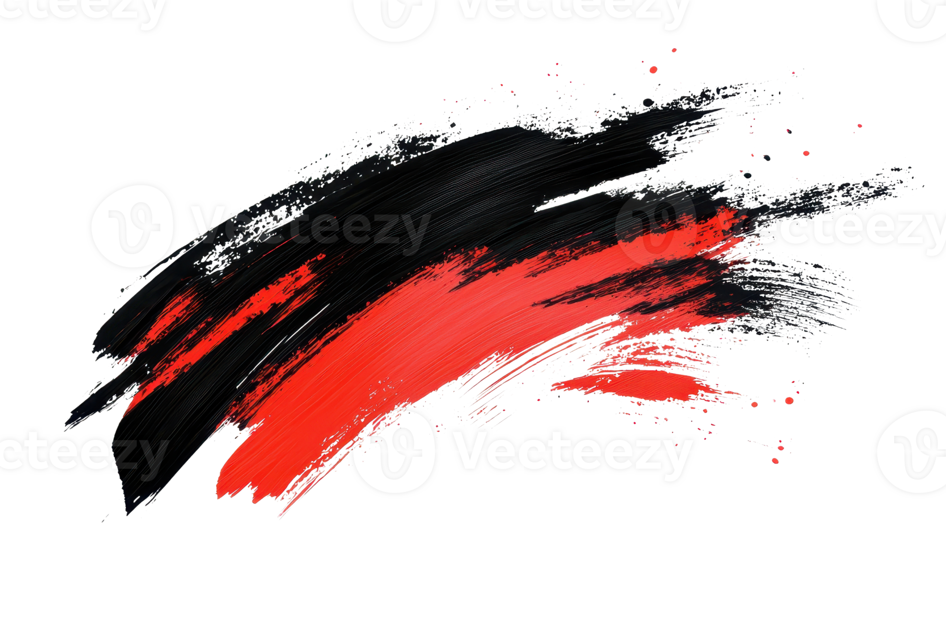 Abstract red and black brush strokes on a transparent background ...