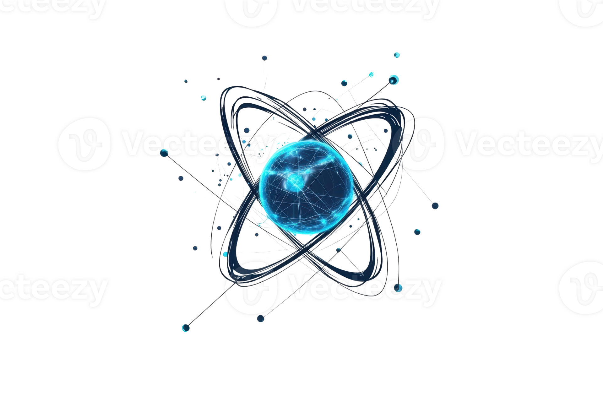 Conceptual image of an atom with orbiting electrons, representing ...