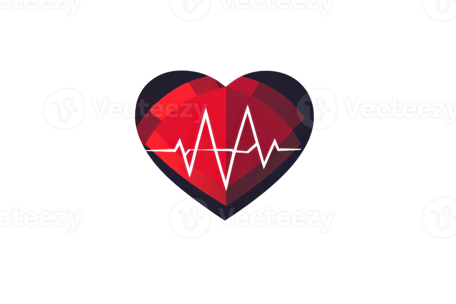 Graphic Illustration Of A Red Heart With An Electrocardiogram Line