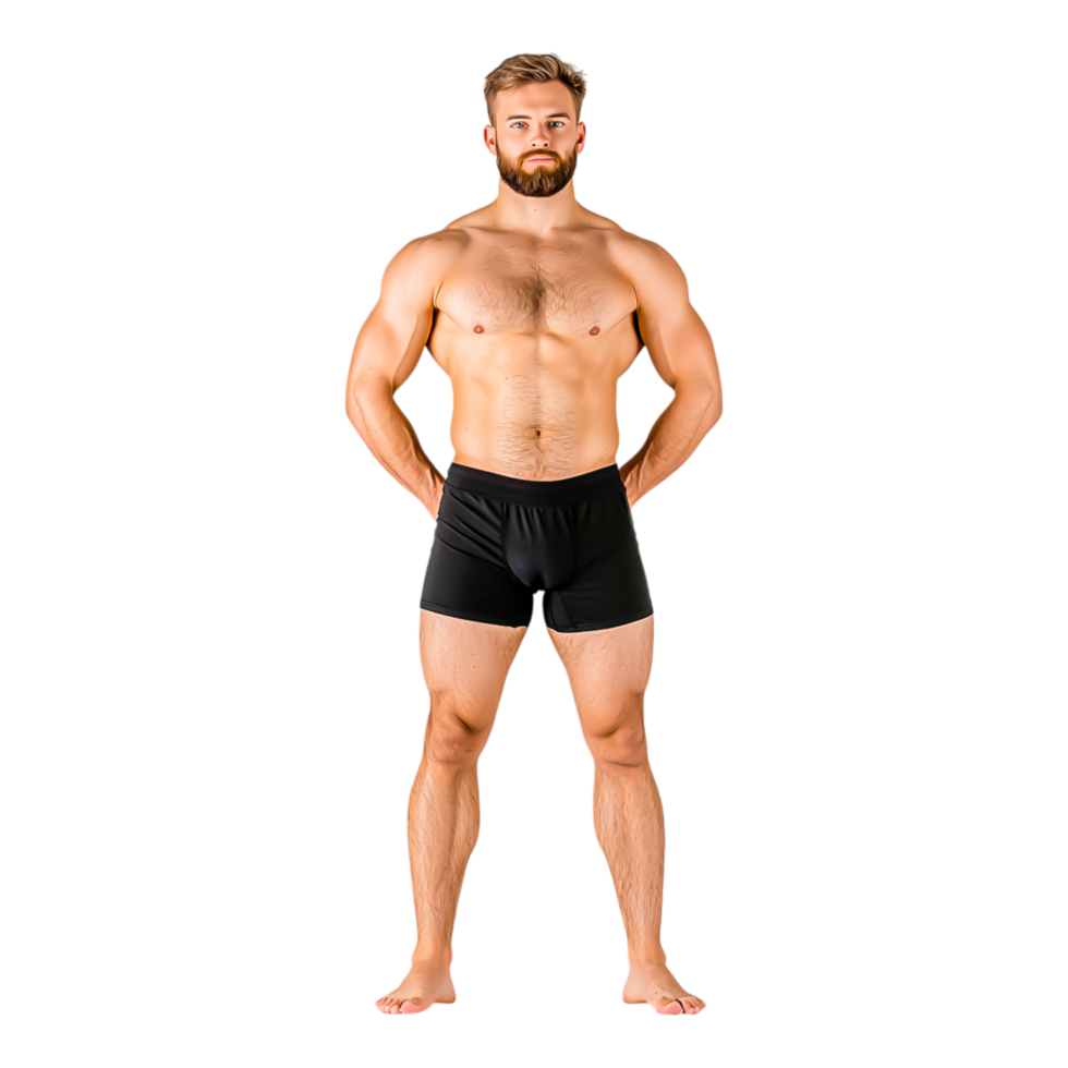 Athletic Male Model Posing Confidently In Black Swimwear Attire 53717552 Png