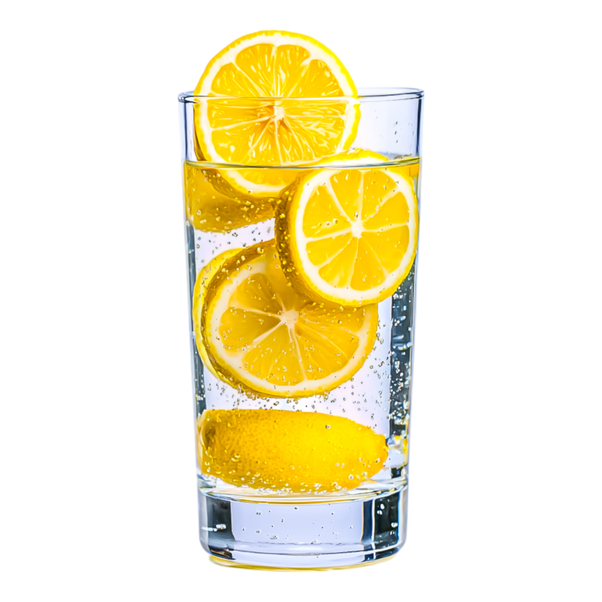 Fresh Lemon Slices in Sparkling Water with Bubbles in a Glass 53717642 PNG