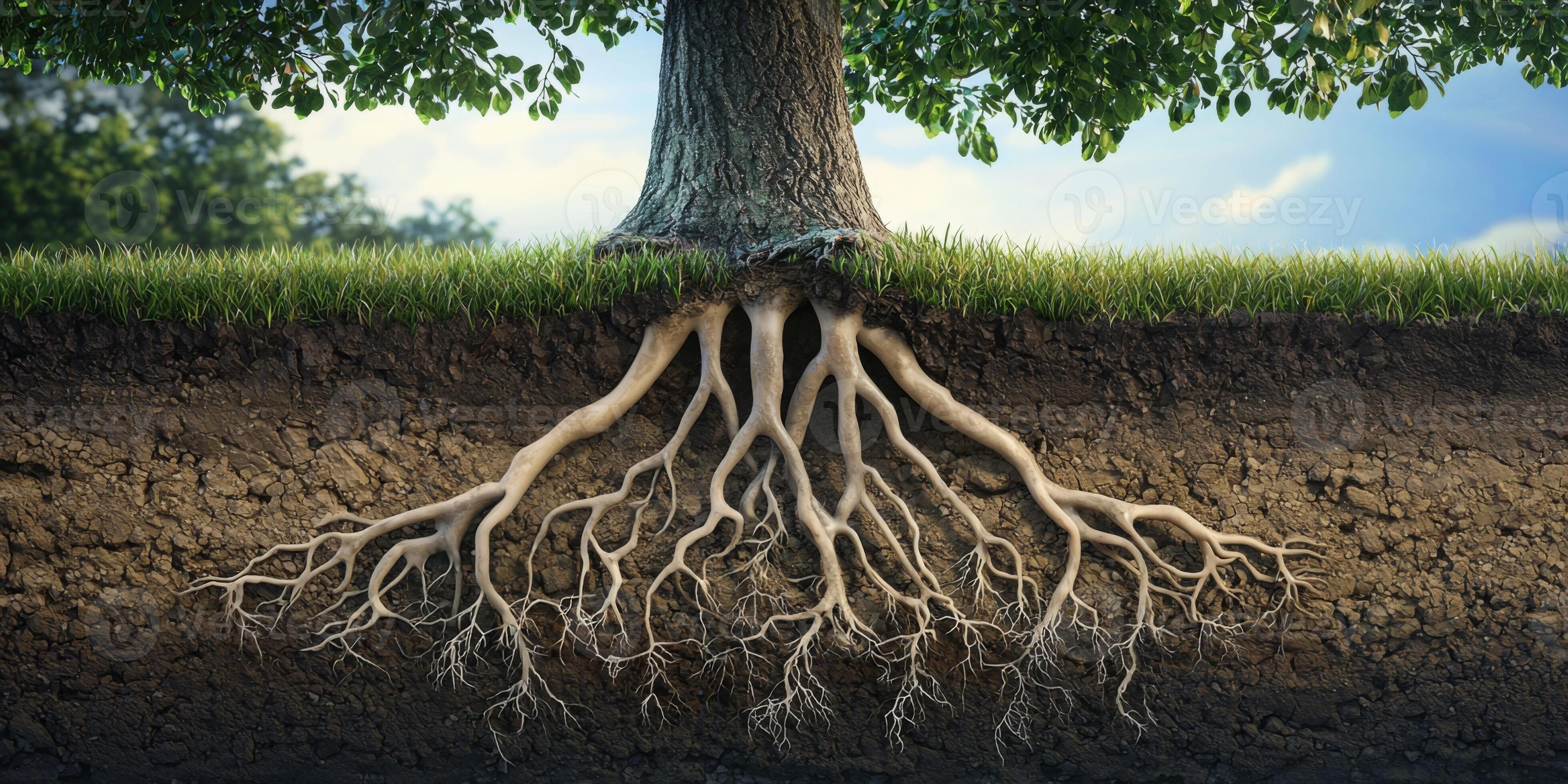 Mighty Tree Roots Soil Cross Section Nature Ecology Environment Growth ...
