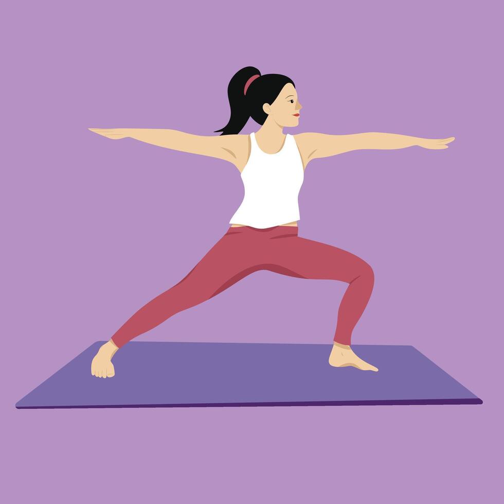 yoga pose asana virabhadrasana II warrior 2 pose 53738214 Vector Art at Vecteezy