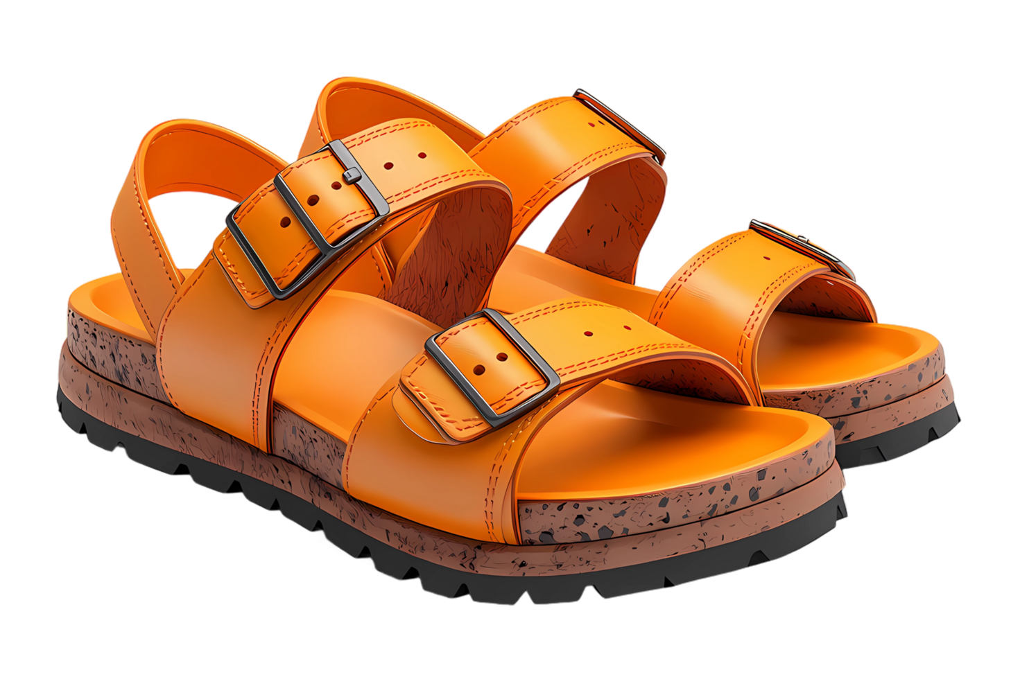 orange sandals with buckles on the side 53752127 PNG
