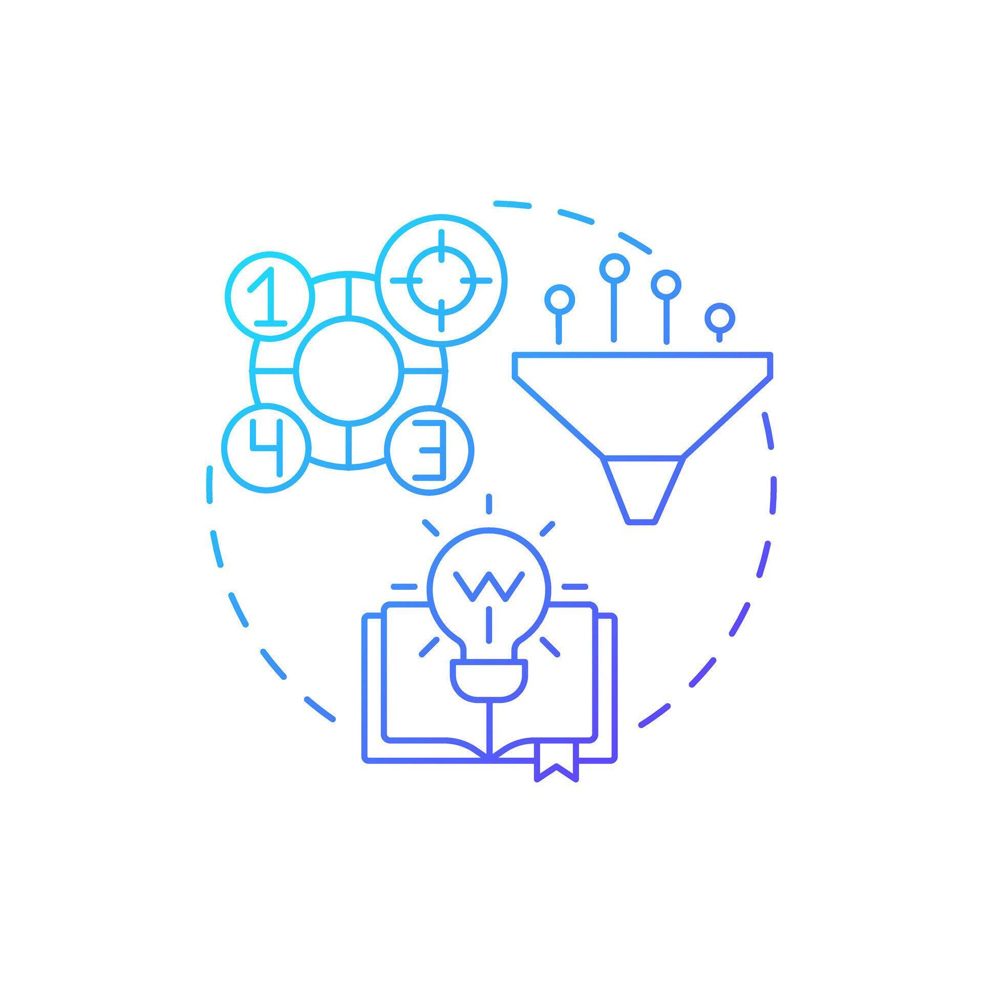 Grounded theory blue gradient concept icon. Data filtering. Research ...