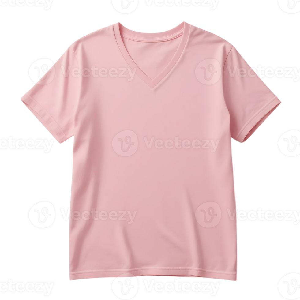 A Pink V Neck T Shirt With A Short Sleeve 53774908 Png