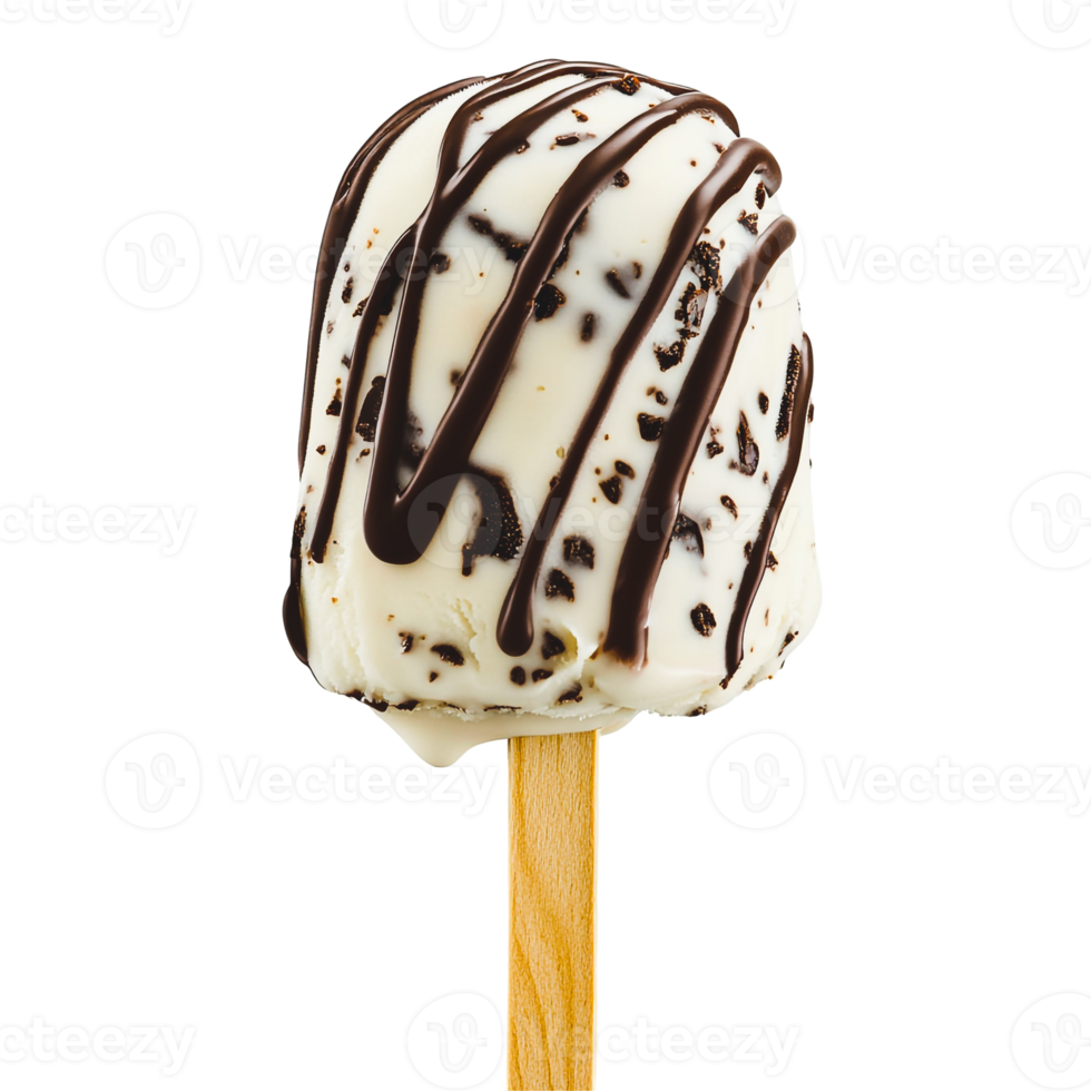 Wooden Stick Ice Cream With Chocolate Splash 53778048 Png
