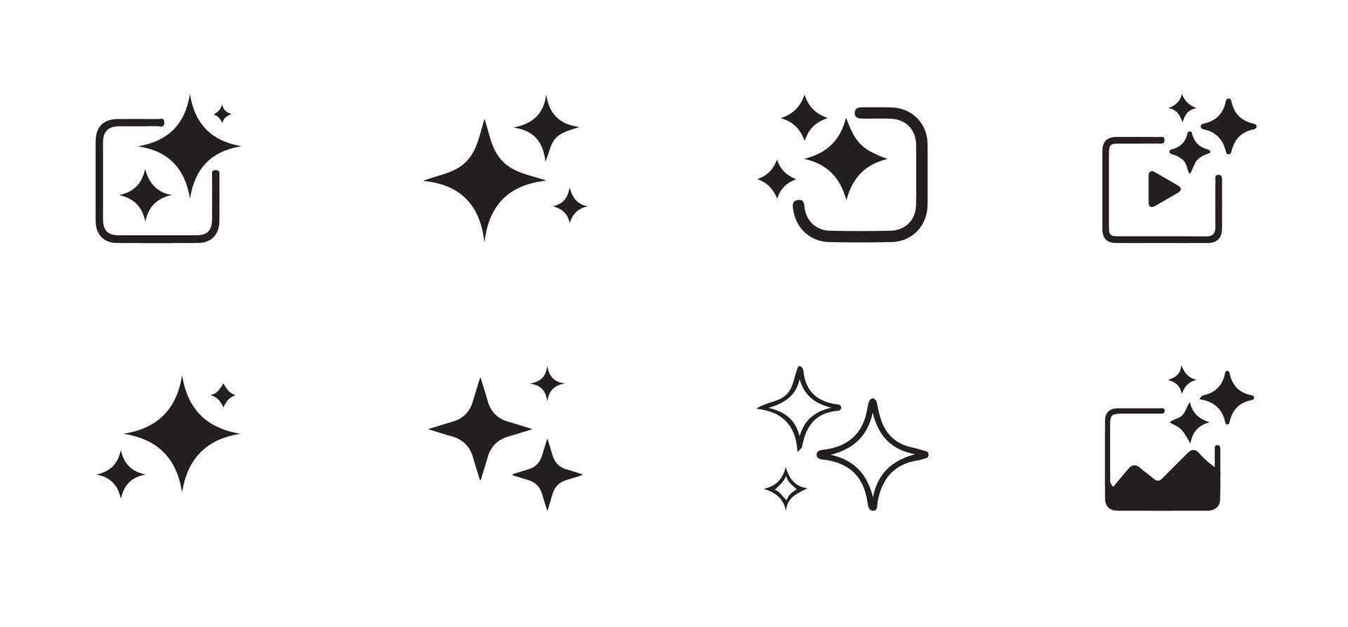 AI generate icon set. Sparkle Icon Set. AI star and square, artificial intelligence ...