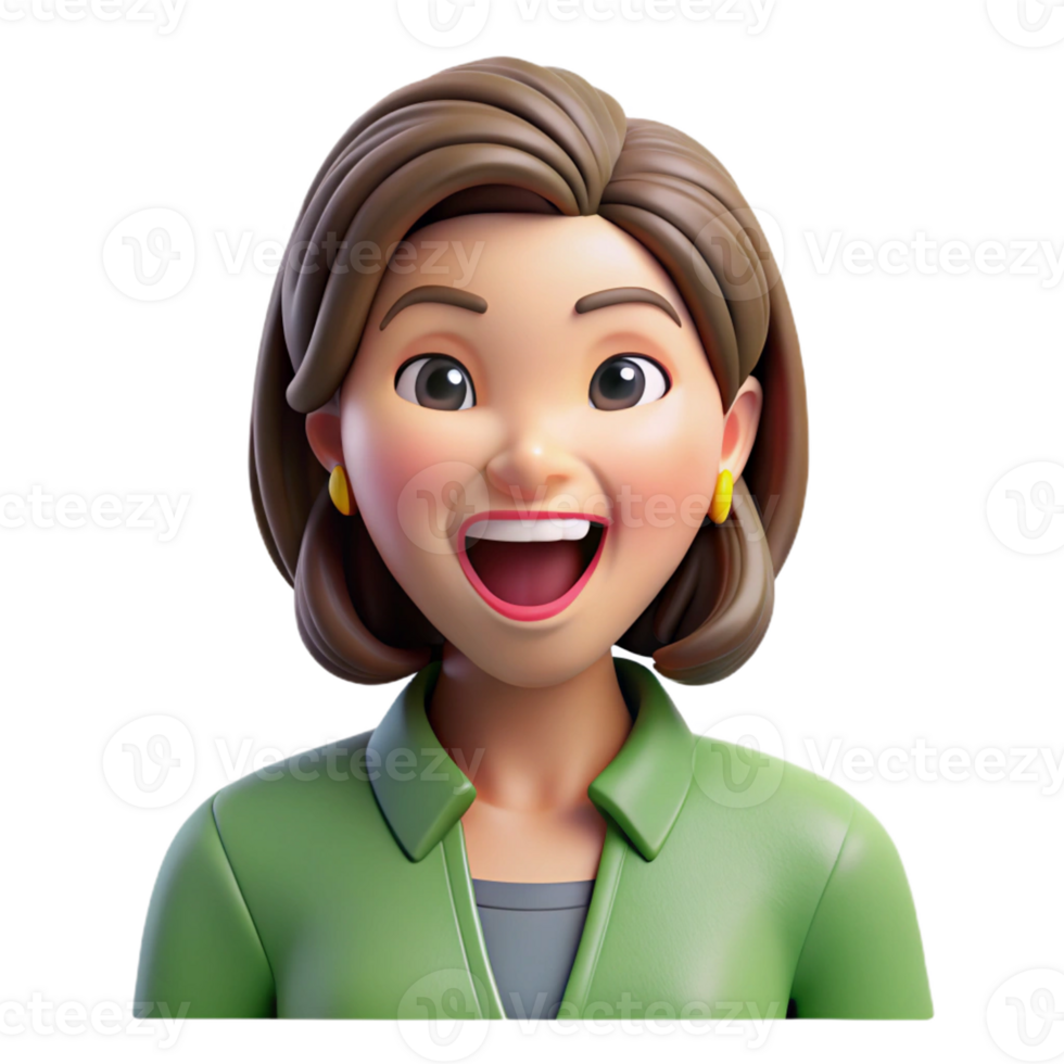 excited happy lady with green blouse 53783668 PNG