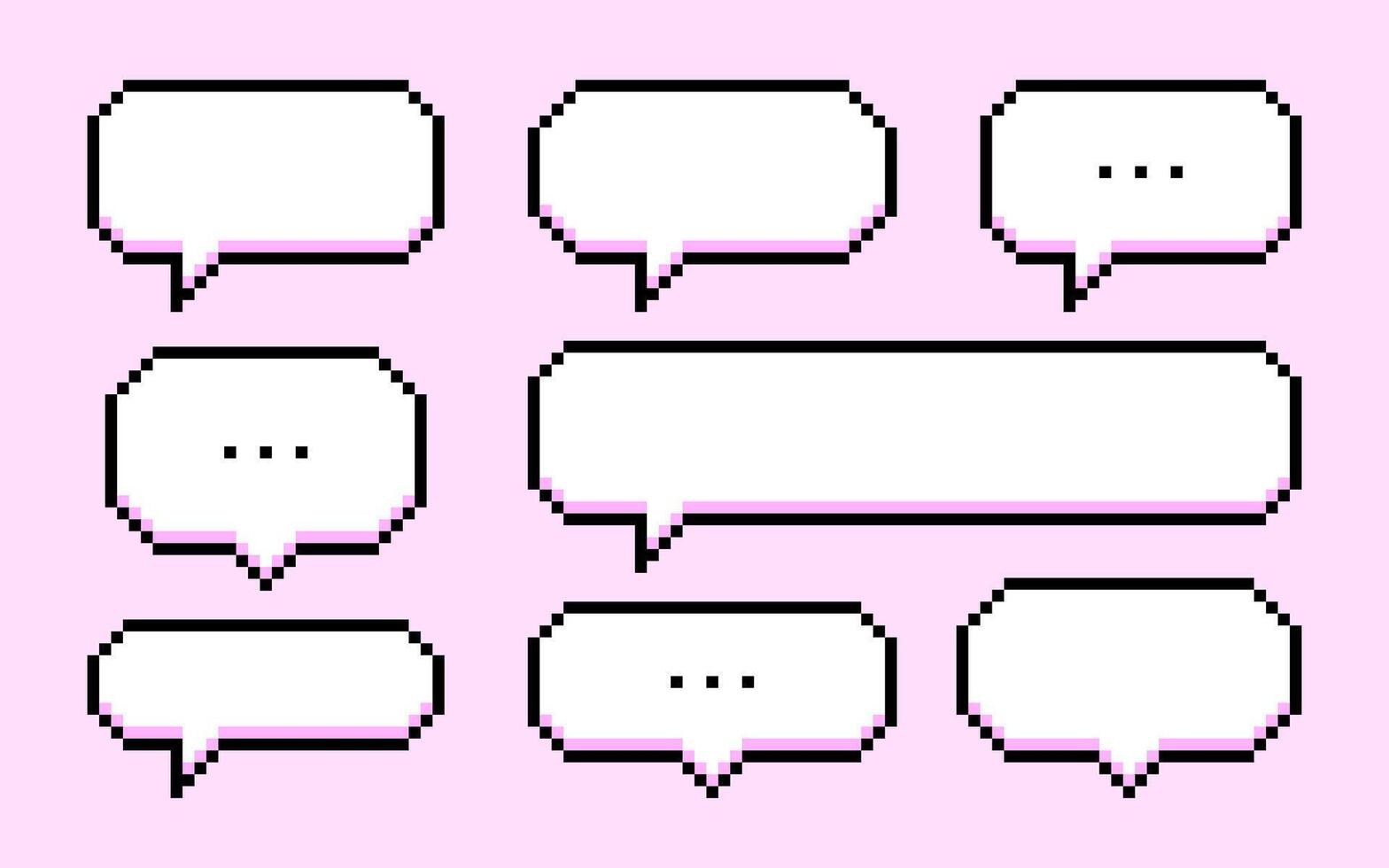 Set of pixel art speech bubbles. Various messages and dialog boxes on a ...