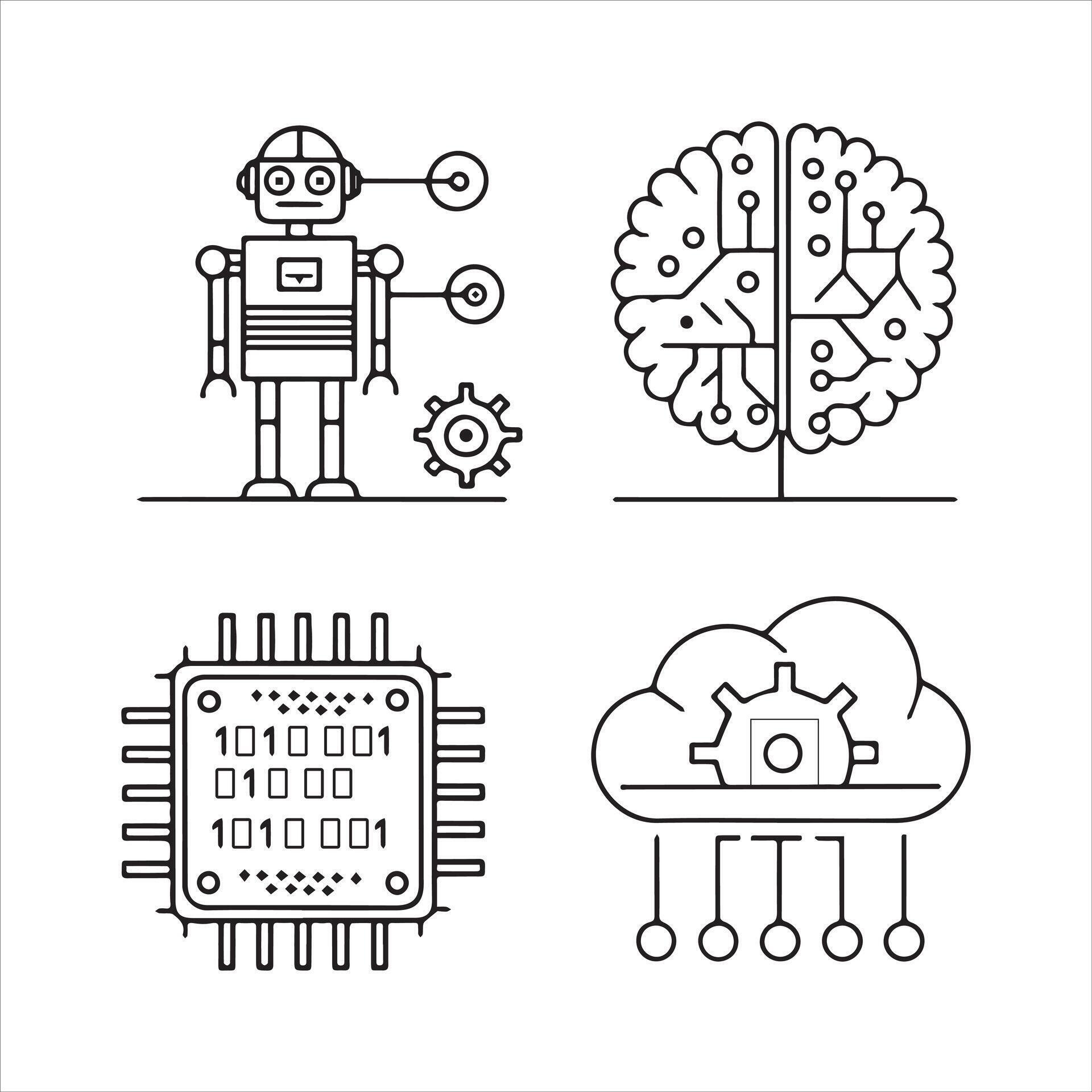 Contemporary Line Icons for AI Robotics and Data Science 53787440 ...