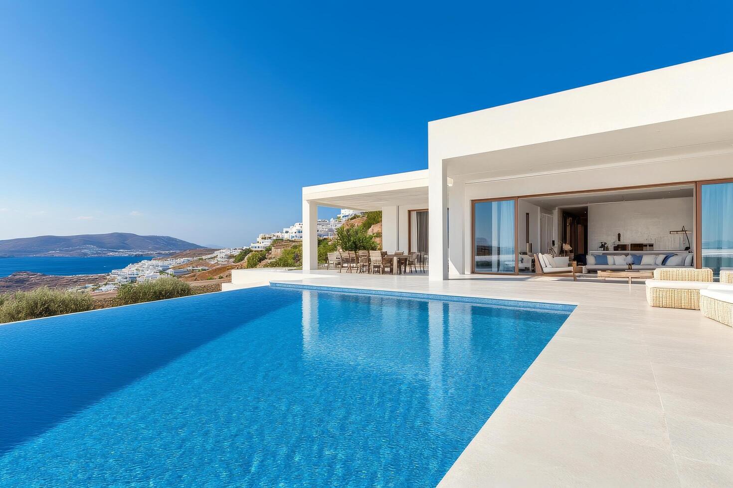 Modern villa with infinity pool overlooking the ocean in a coastal location 53790554 Stock Photo ...