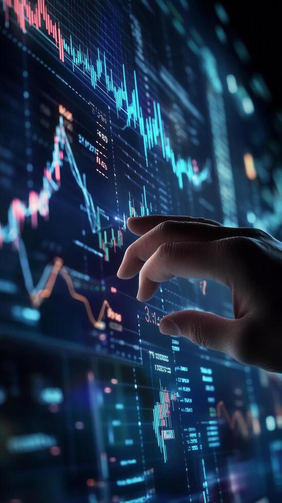Analyzing stock market trends with a digital chart display at a modern ...