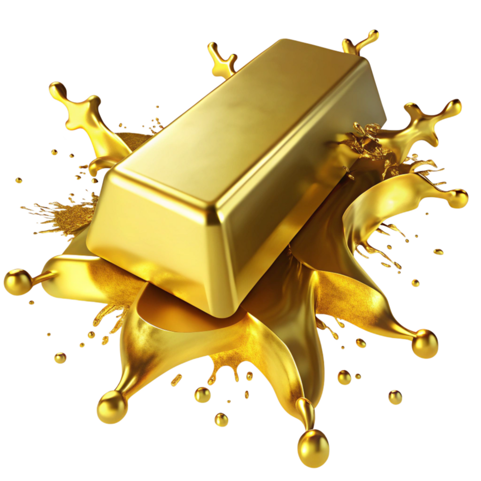Golden Bar Melting With Radiant Gold Streams 53810116 Png
