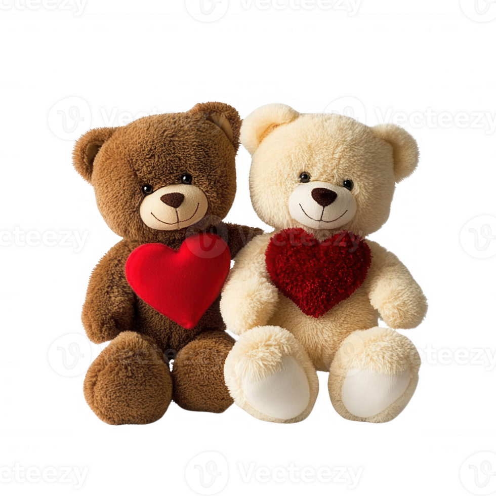 Two adorable teddy bears with hearts, symbolizing love and friendship. 53813043 PNG