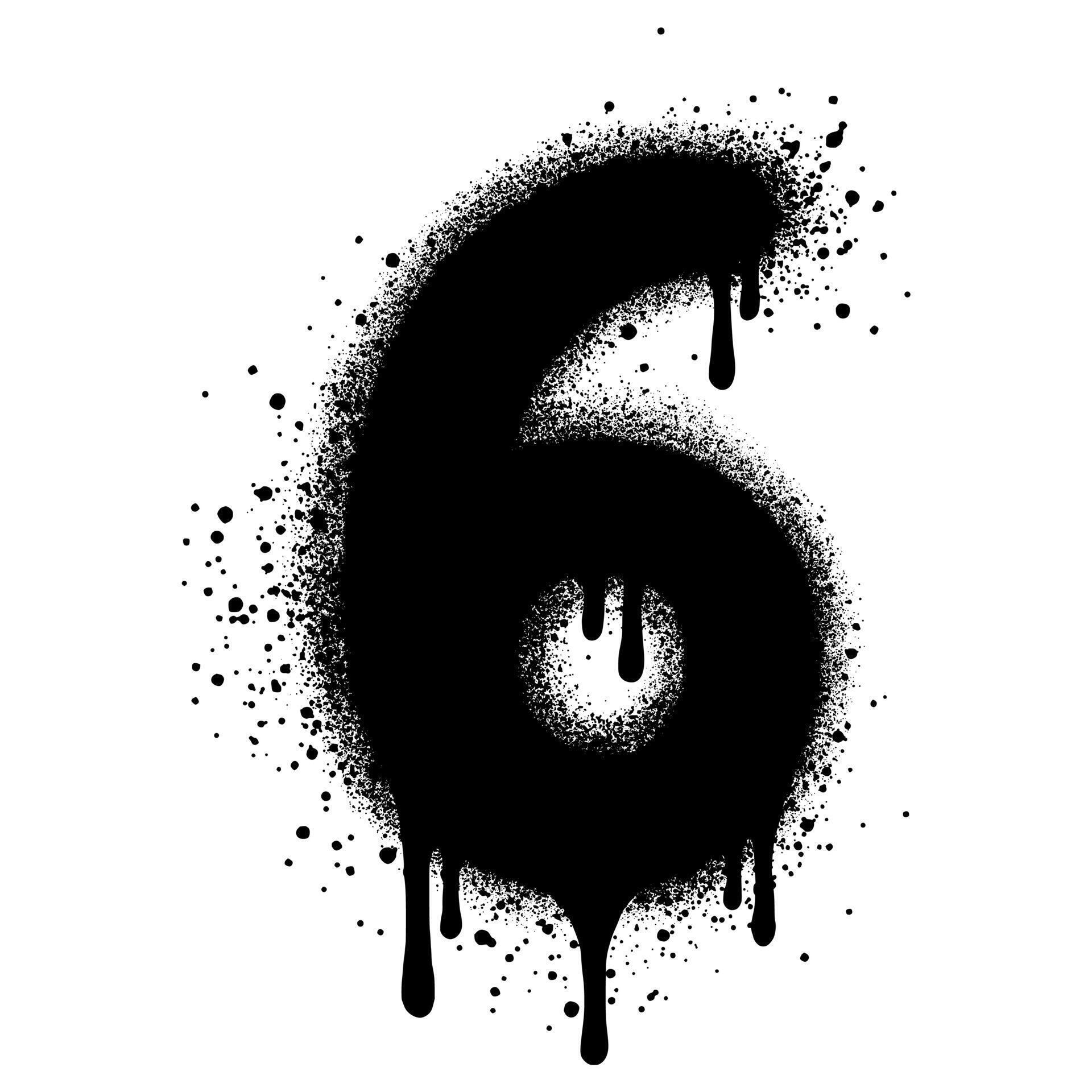 spray painted graffiti number 6 sprayed isolated with a white ... spray painted graffiti number 6 sprayed isolated with a white ...