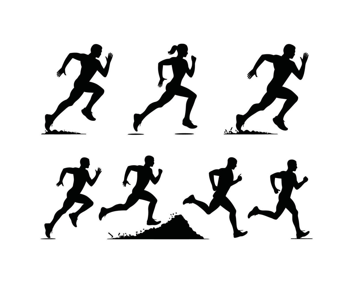 Female and Male Runners Silhouette Template 53816714 Vector Art at Vecteezy