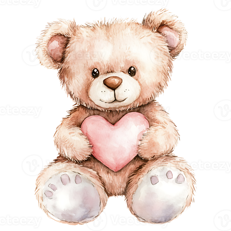 Cute Teddy Bear Holding Pink Heart Perfect For Expressing Love